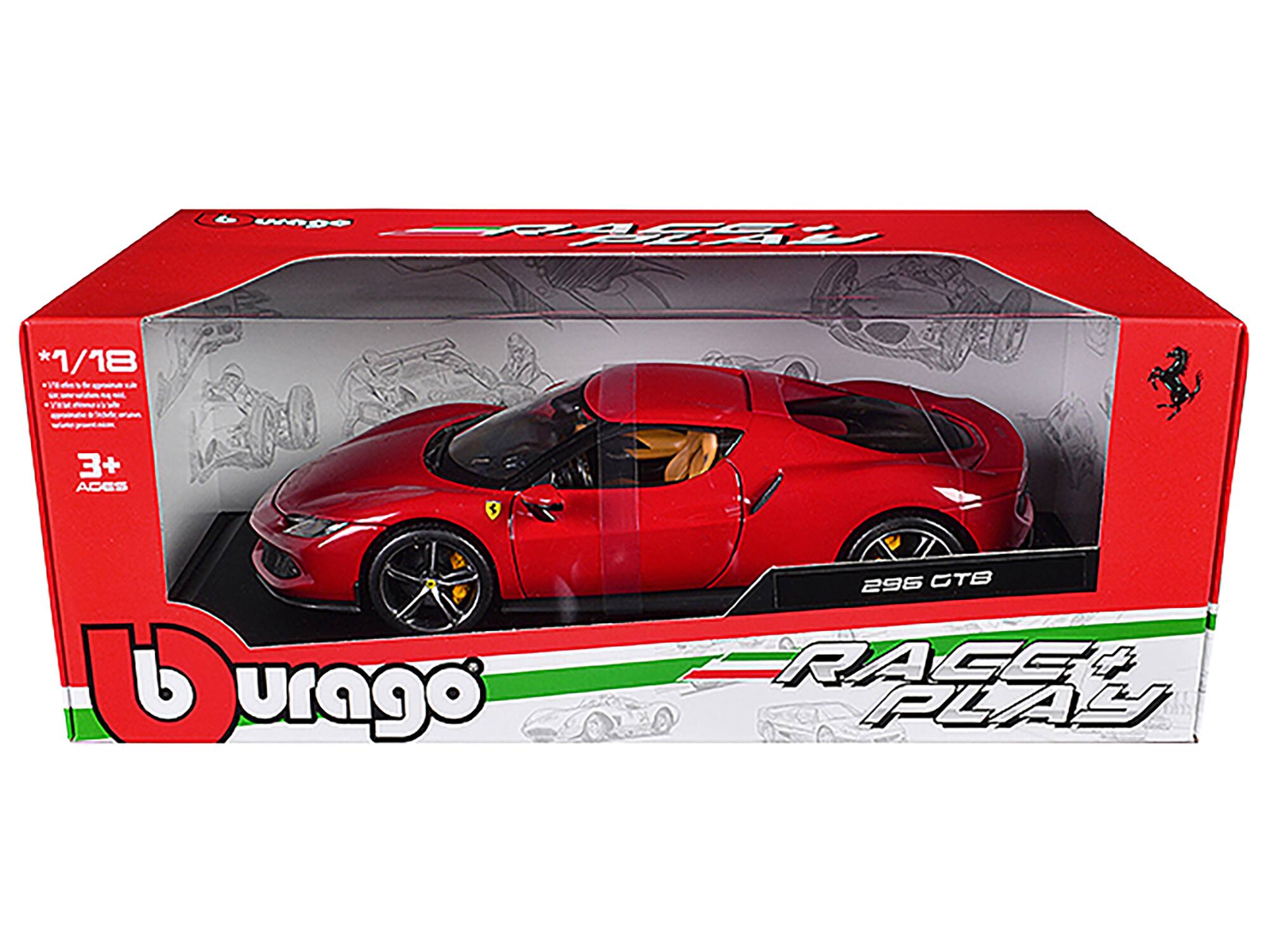 Ferrari 296 GTB "Race + Play" Series 1/18 Diecast Model Car by Bburago ...