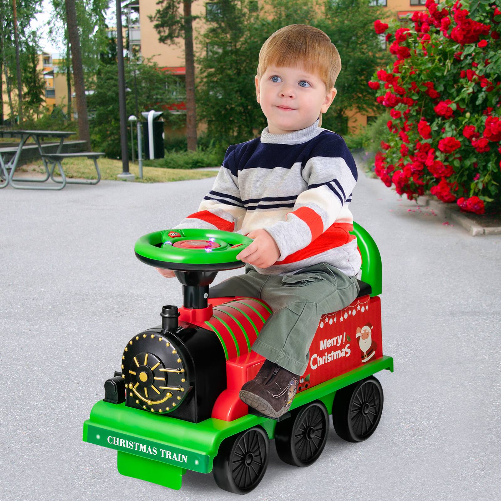 Gymax 6V Electric Kids Ride On Train Motorized Train Toy w/ Track & 6 ...