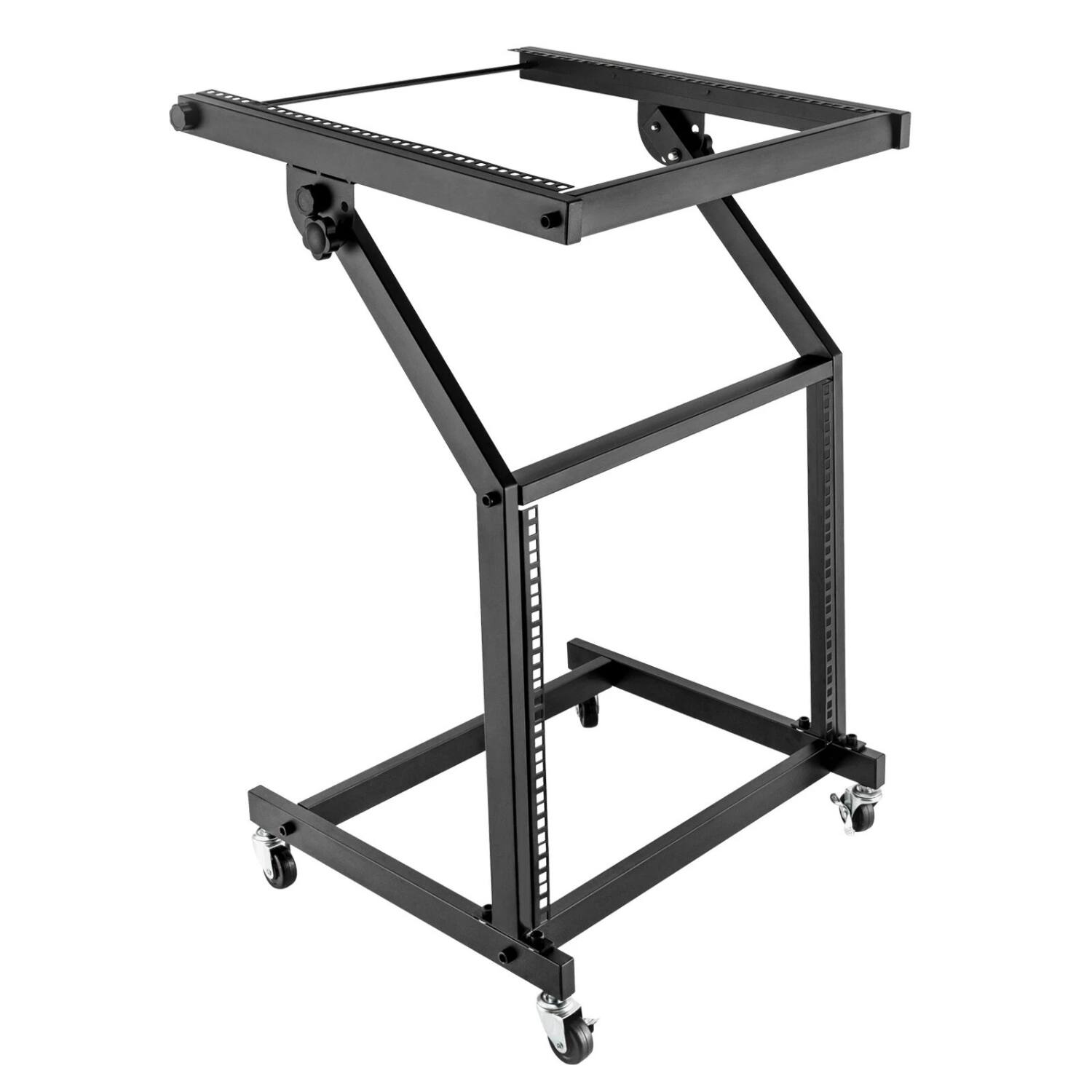 Stock Preferred 9U Rolling DJ Mixer Stand Rack with Wheels Black MX-1 ...