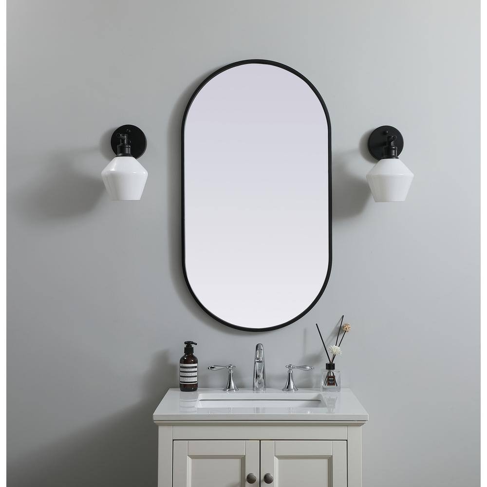 Elegant Decor Metal Frame Oval Mirror 20x36 Inch Black BG3607966 - Best Buy