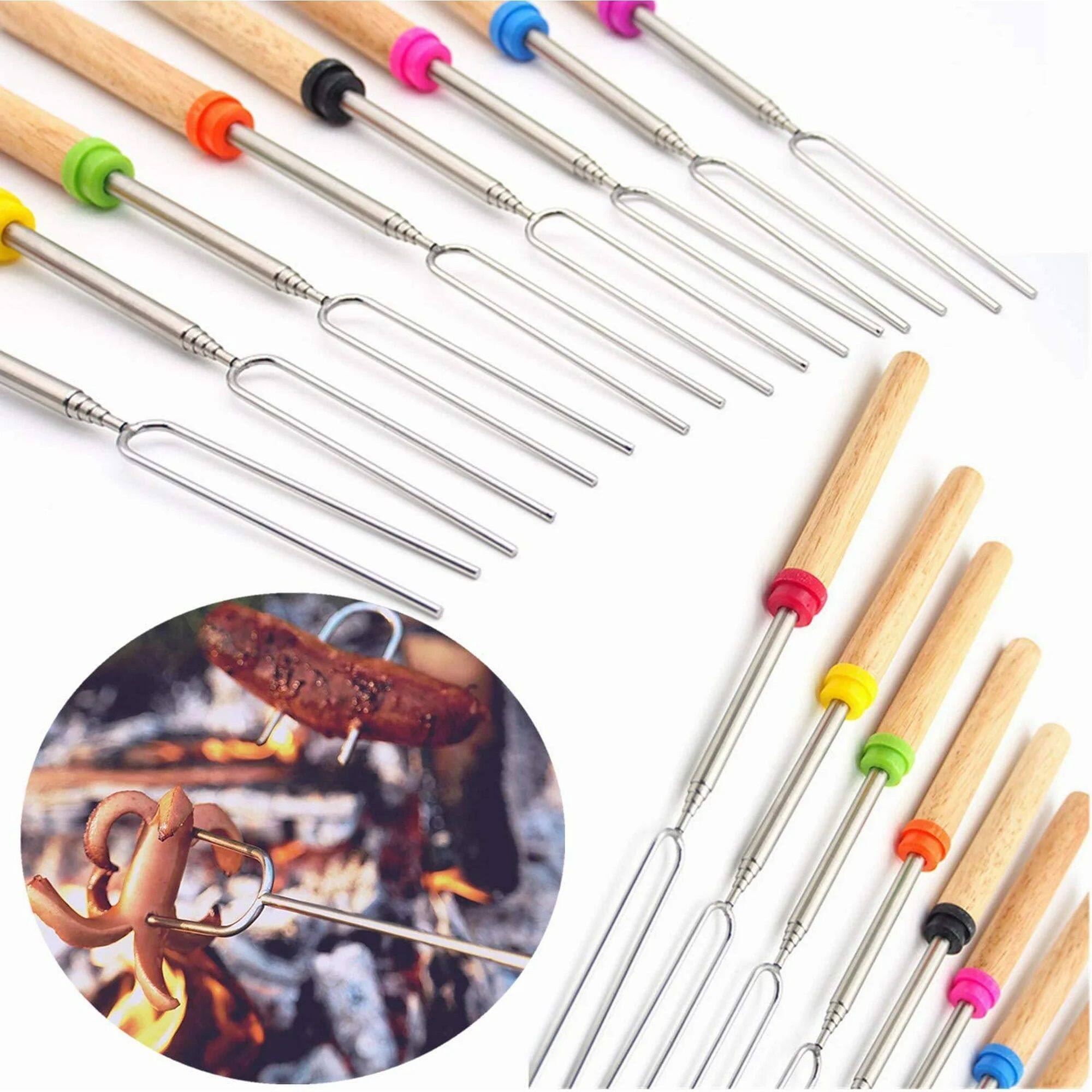 MOVSSOU 12 Pcs Marshmallow Roasting Sticks 32" Smores Kit Skewers Hot ...
