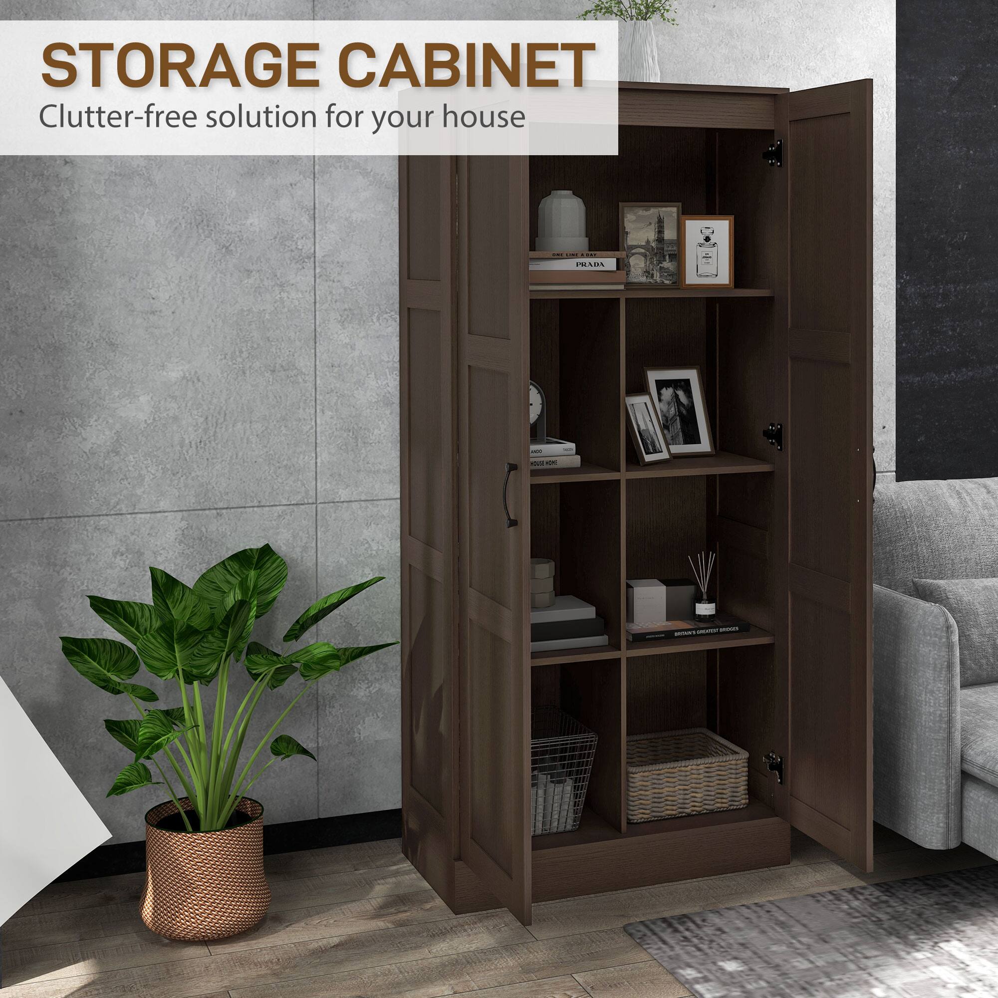 Homcom 71" Tall Storage Cabinet with Movable Storage Shelves, Modern ...