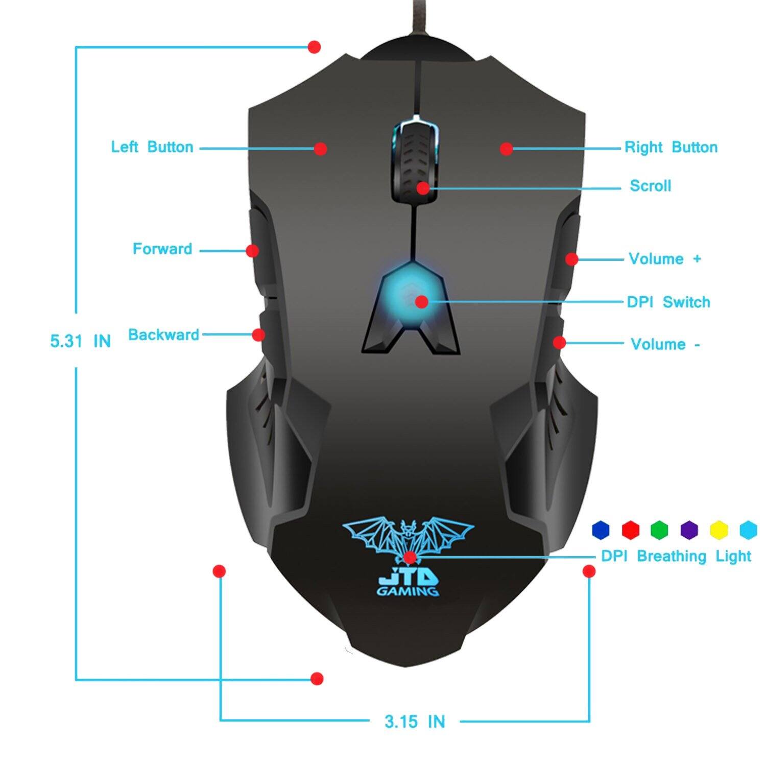 J Tech Digital Gaming Mouse – 8200 DPI, Ergonomic Design, Macro ...