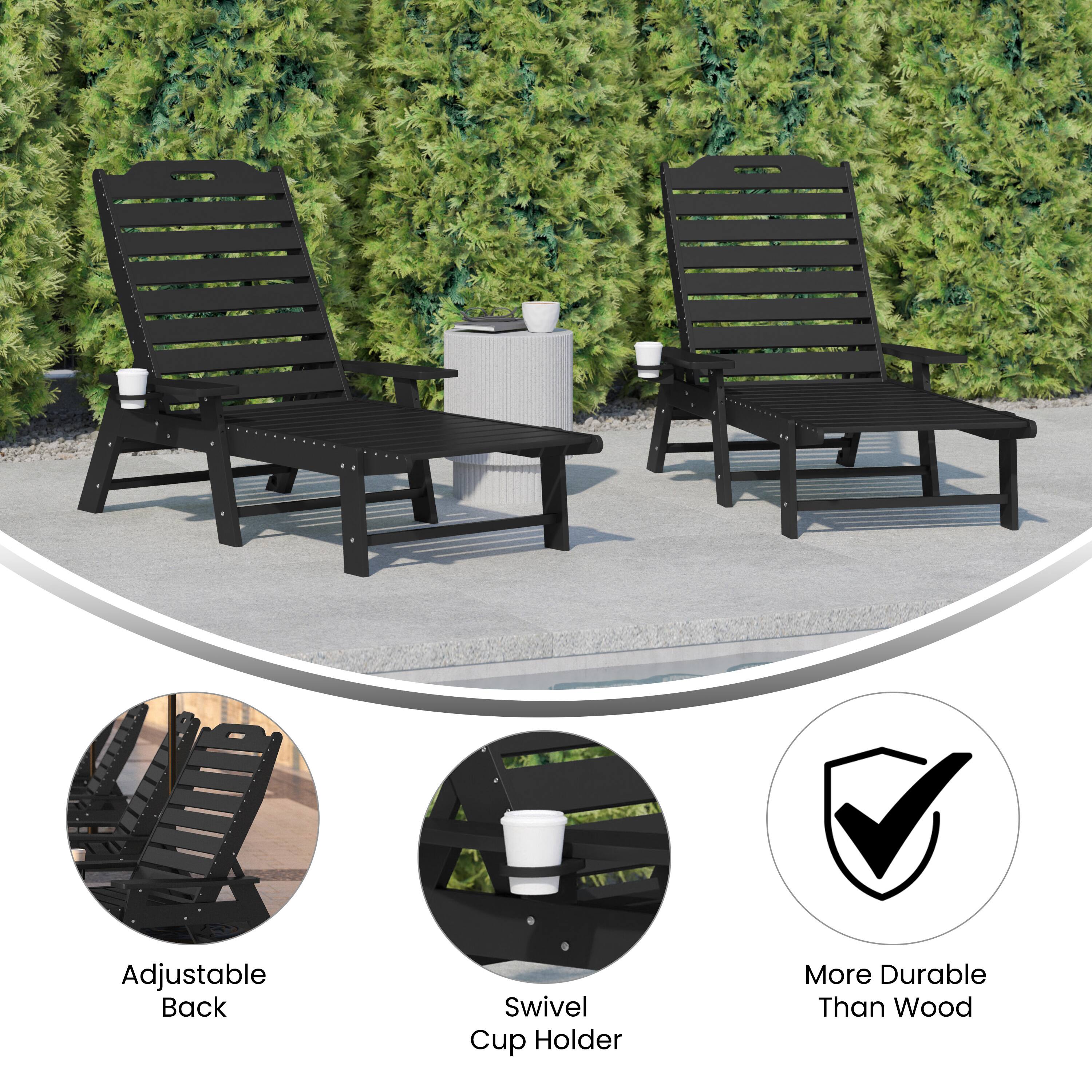 Emma + Oliver Ventura Set of 2 Poly Resin Adjustable Adirondack Lounger ...