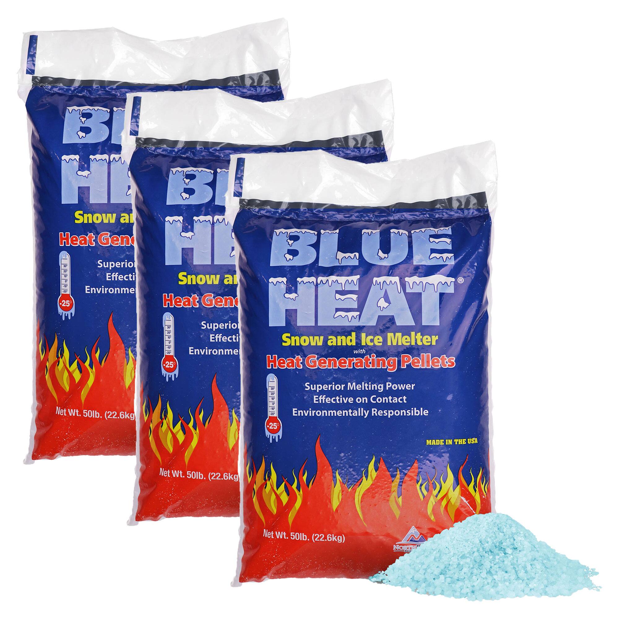 Blue Heat Ice Melt Pellets Deicer and Snow Removal for Driveway, 50 lb ...