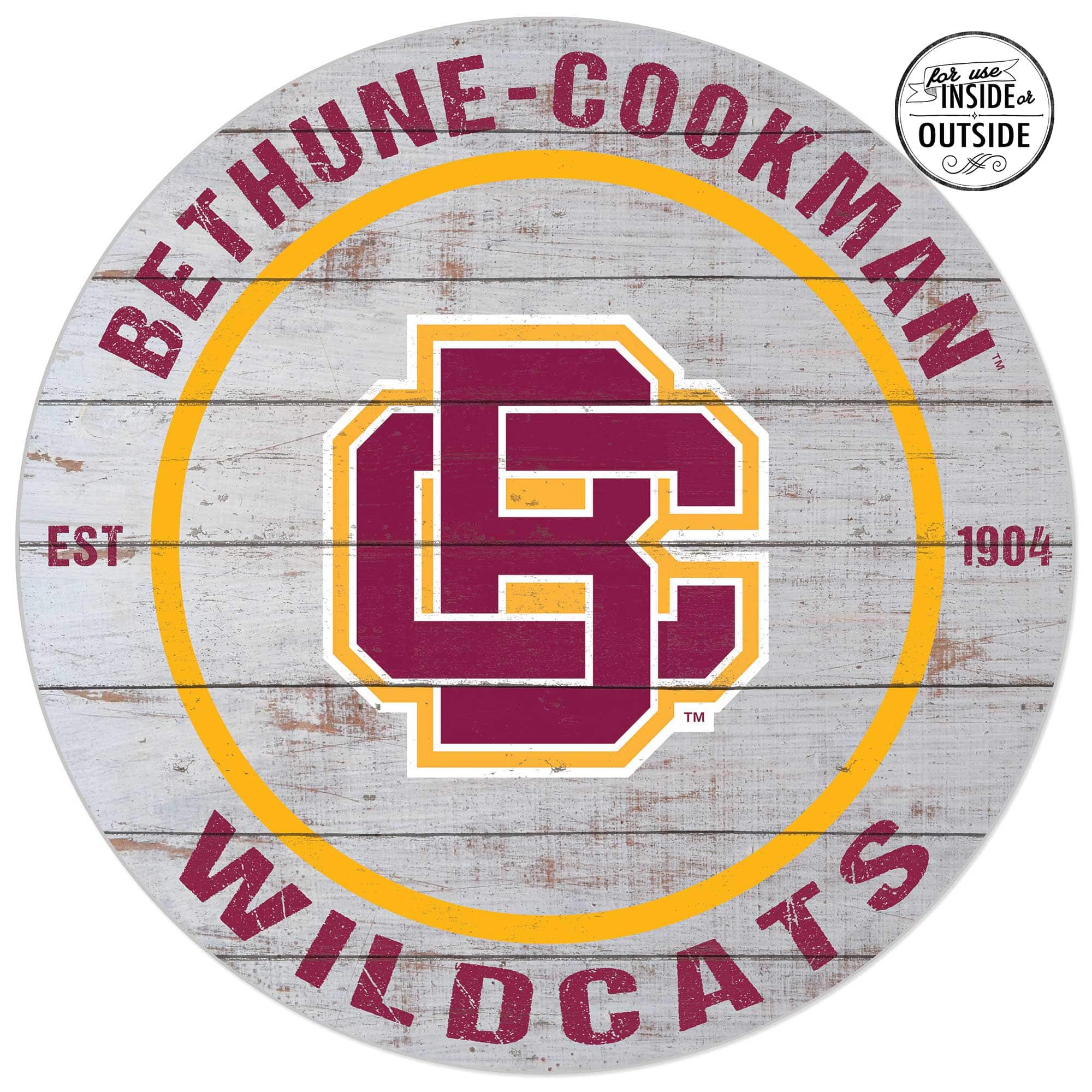 Circle Fitness Jardine - Bethune-Cookman Wildcats 20'' x 20'' Indoor/Outdoor Weathered Circle ...