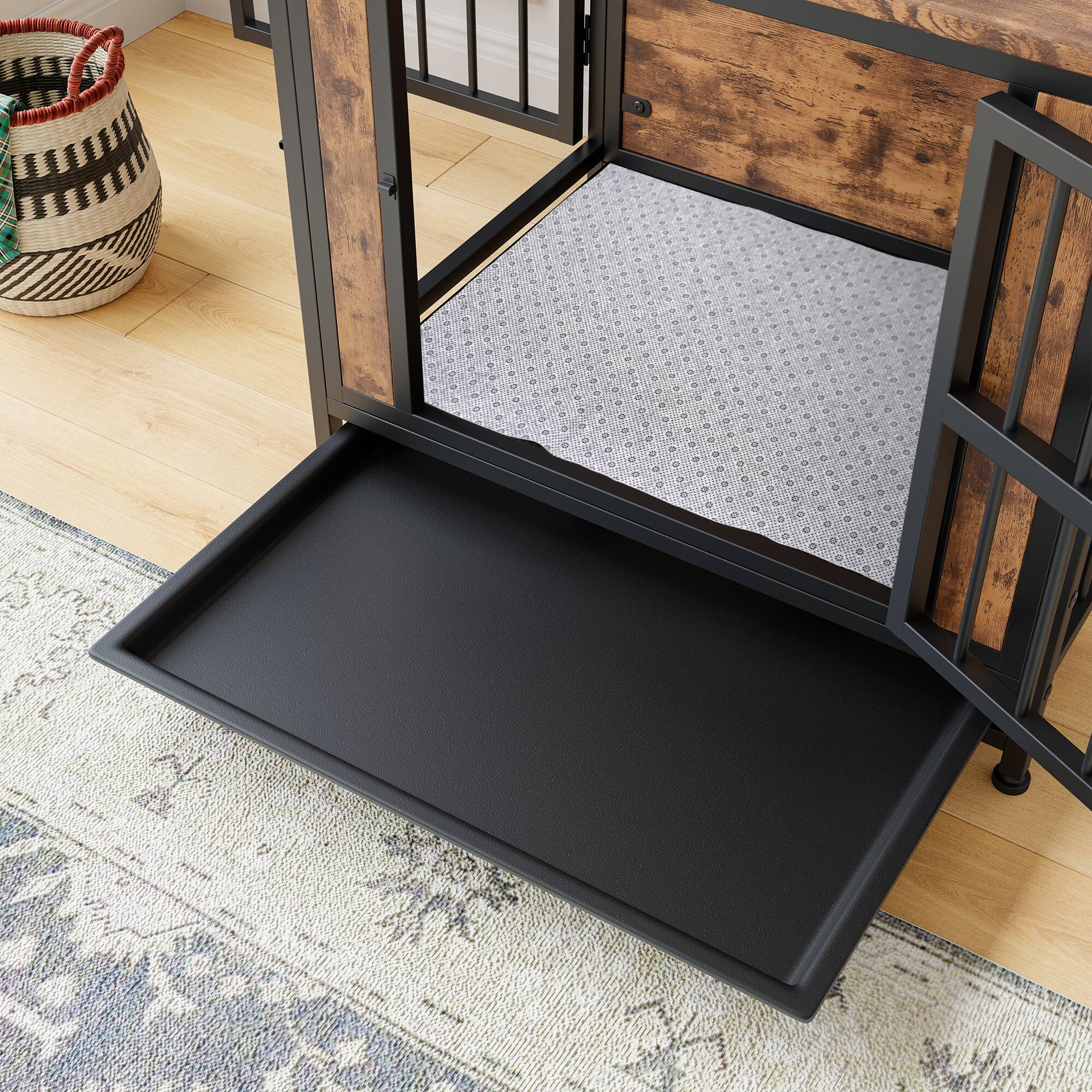 APRILSOUL Dog Crate Furniture Wooden Dog Crate Table Dog Kennel with 2 ...