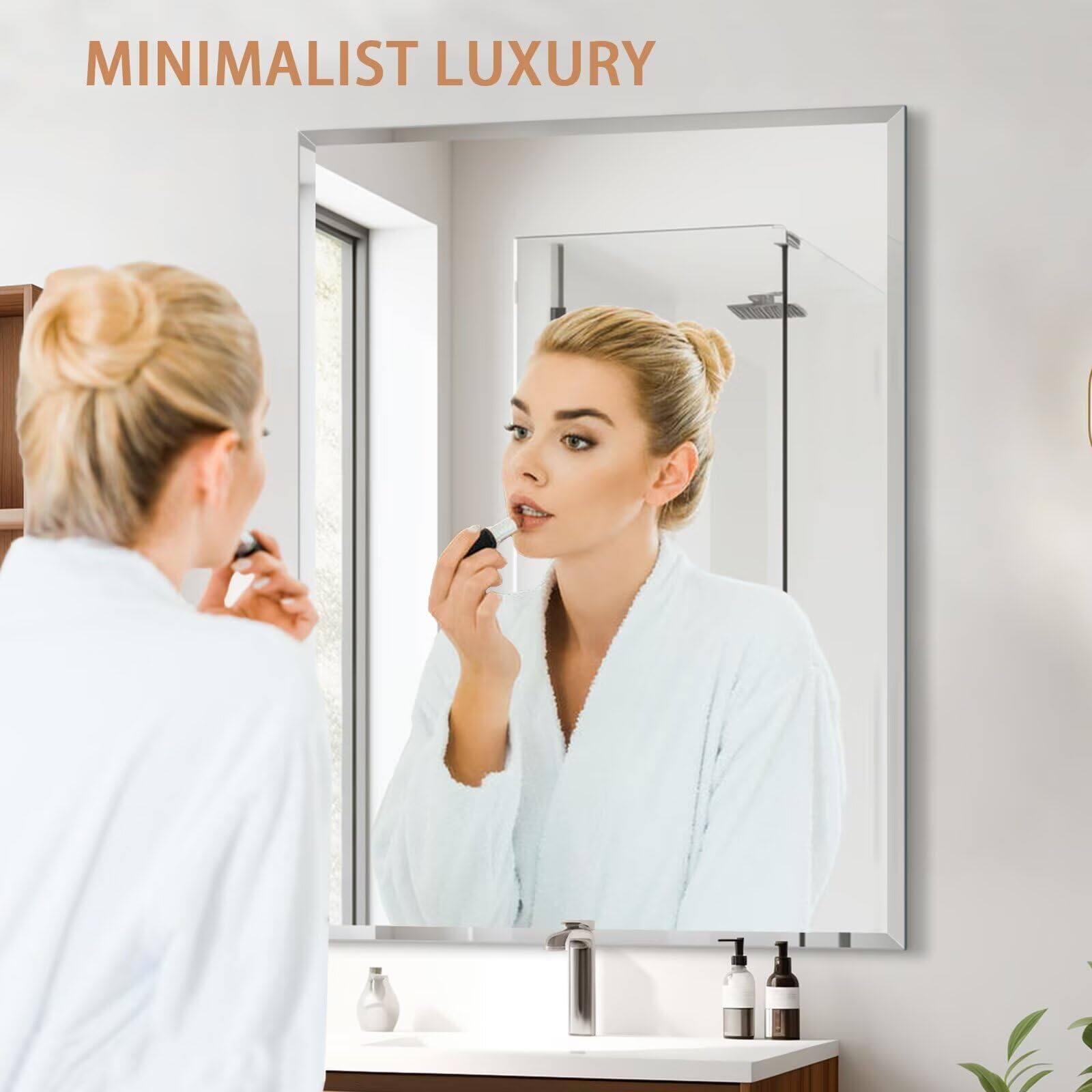 Comfort Essence Frameless Mirror For Bathroom Vanity 12x16in Wall ...