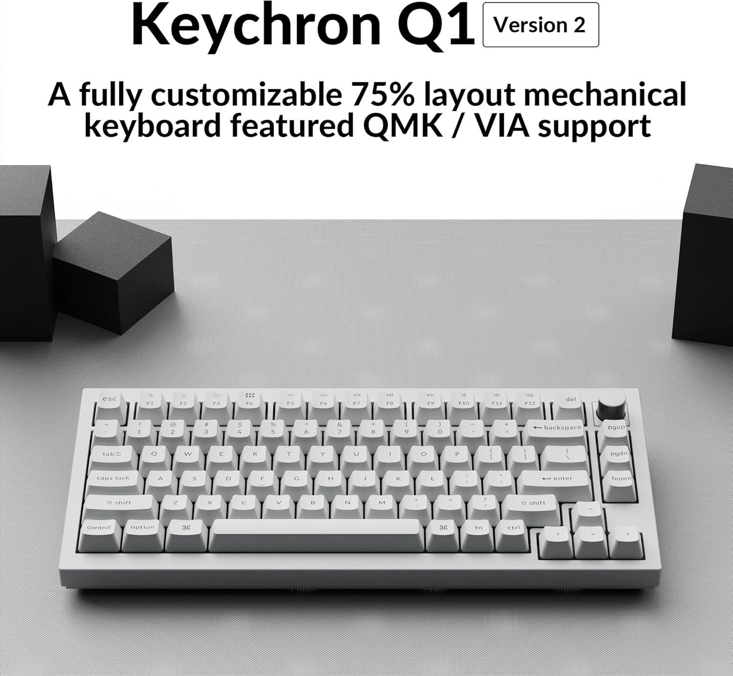 Keychron Q1 75% Custom Wired RGB Mechanical Keyboard with Programmable QMK/VIA Hot Swappable ...