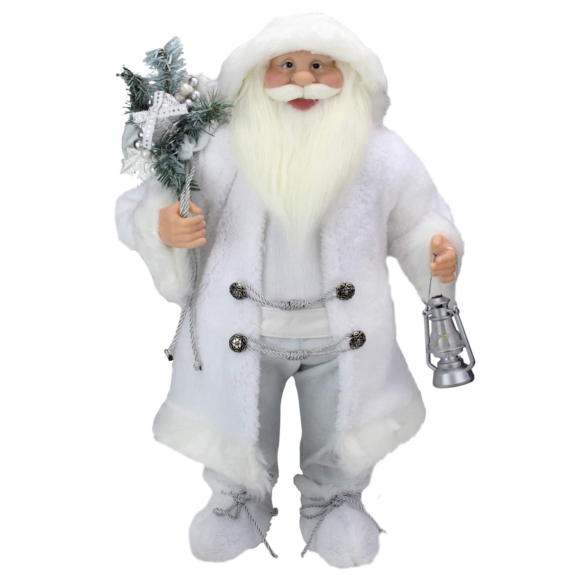 SanTa Northlight - 24" Silver Claus with Lantern Christmas Figure ...