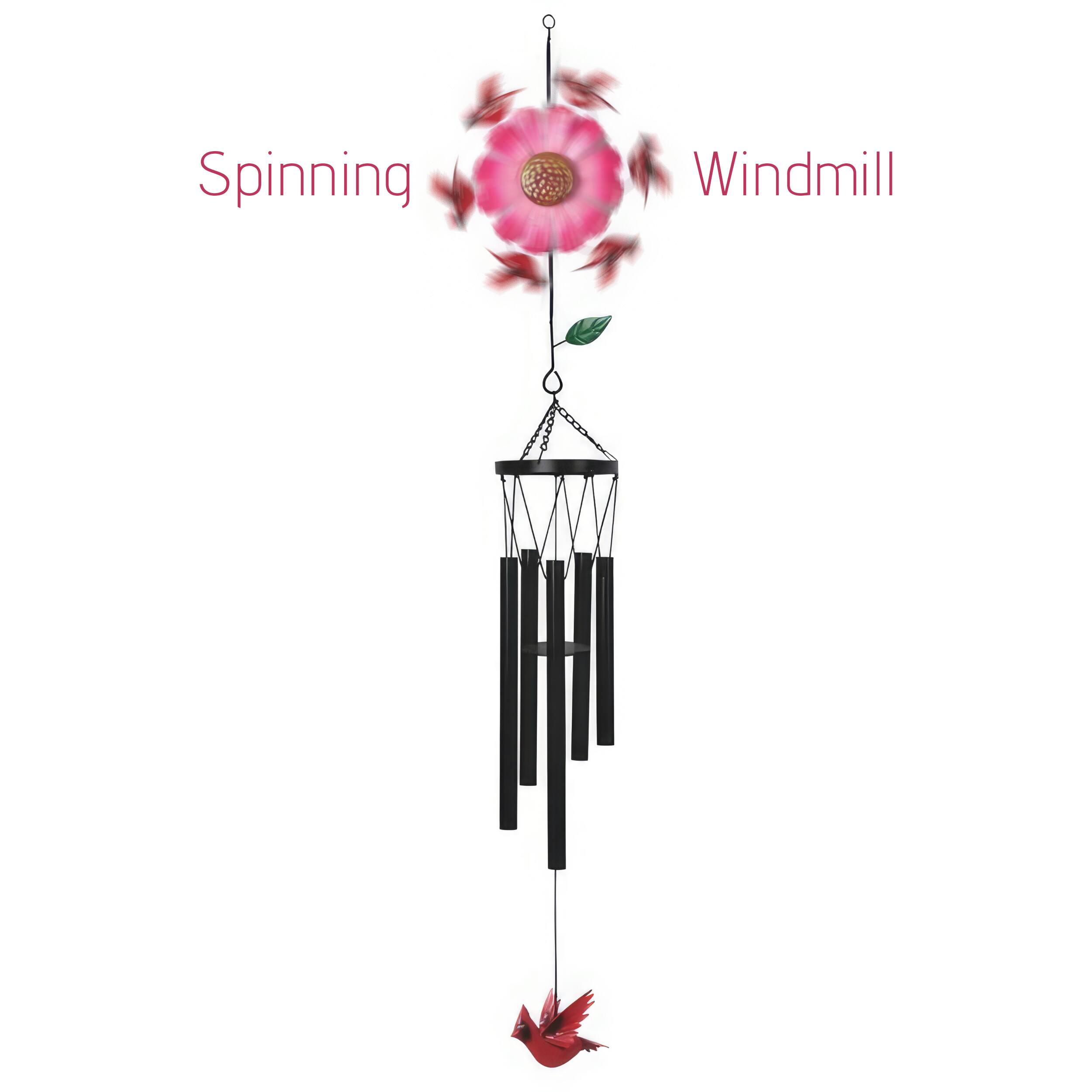 FC Design 41"Long Spinning Windmill Flower with Cardinal Wind Chime ...