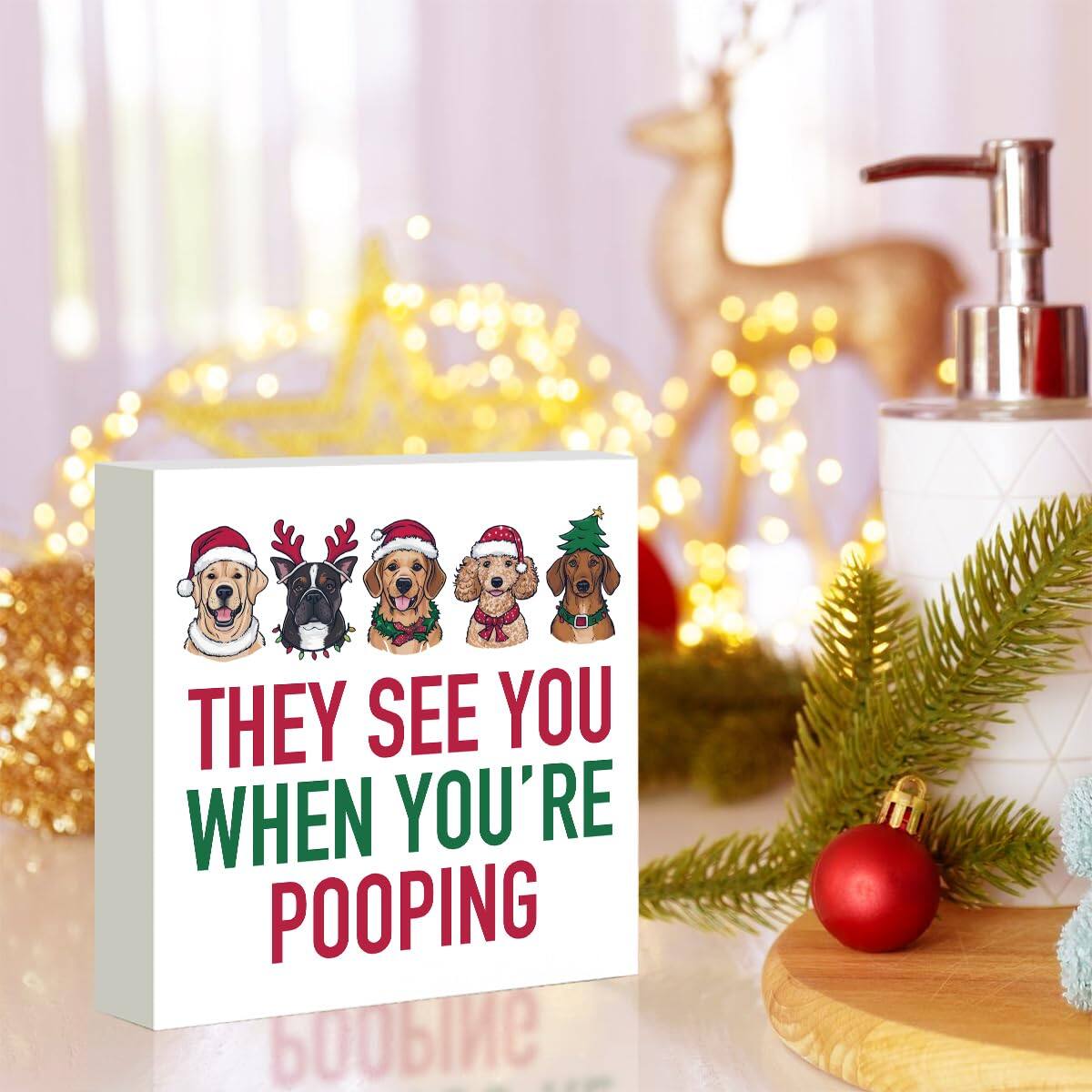 Paradigms Interiors Christmas Bathroom Decor Funny Dogs Decorations Bow