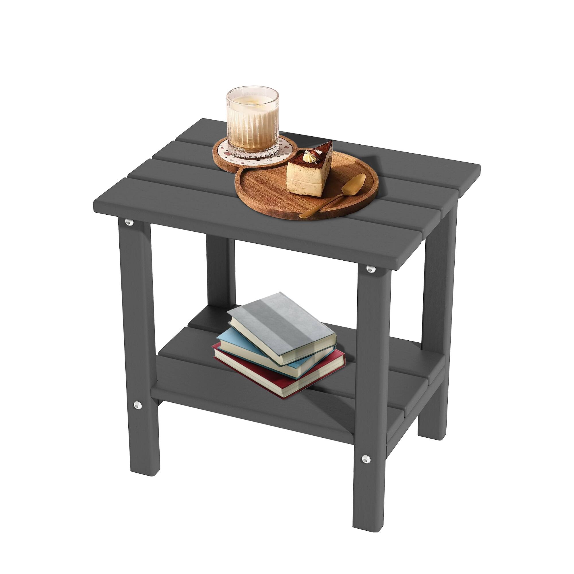 Decksplore 2 Tier HDPE Adirondack Side Table Weatherproof Outdoor ...