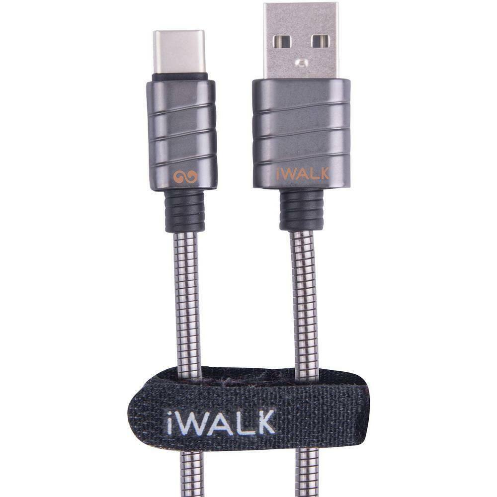 iWalk Twister Steel Metallic Type A To Type C Cable 6.5ft Gray ...