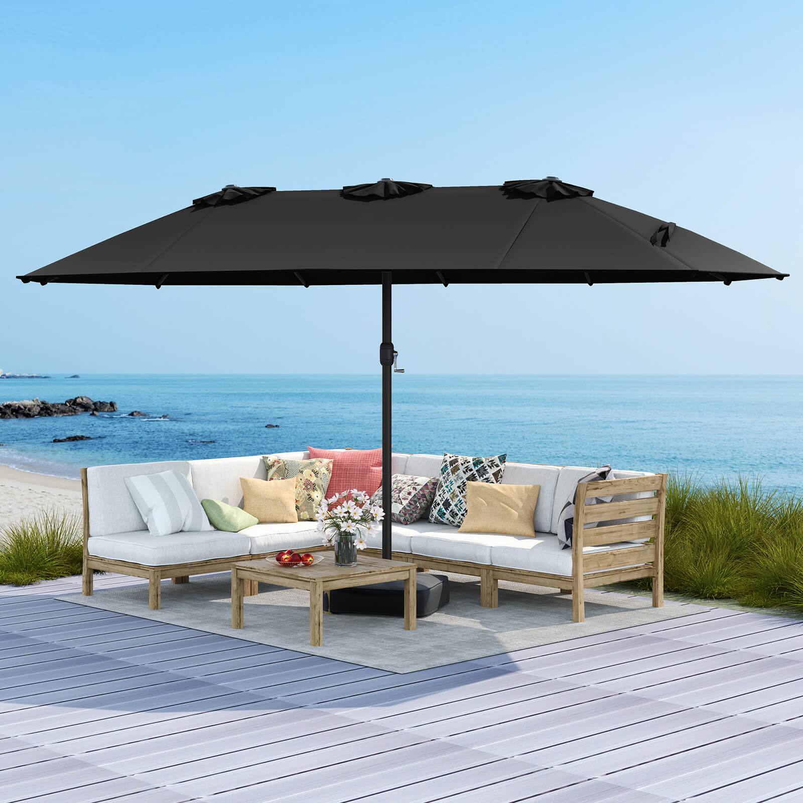 Costway 15FT Double Sided Twin Patio Umbrella Sun Shade Outdoor Crank ...
