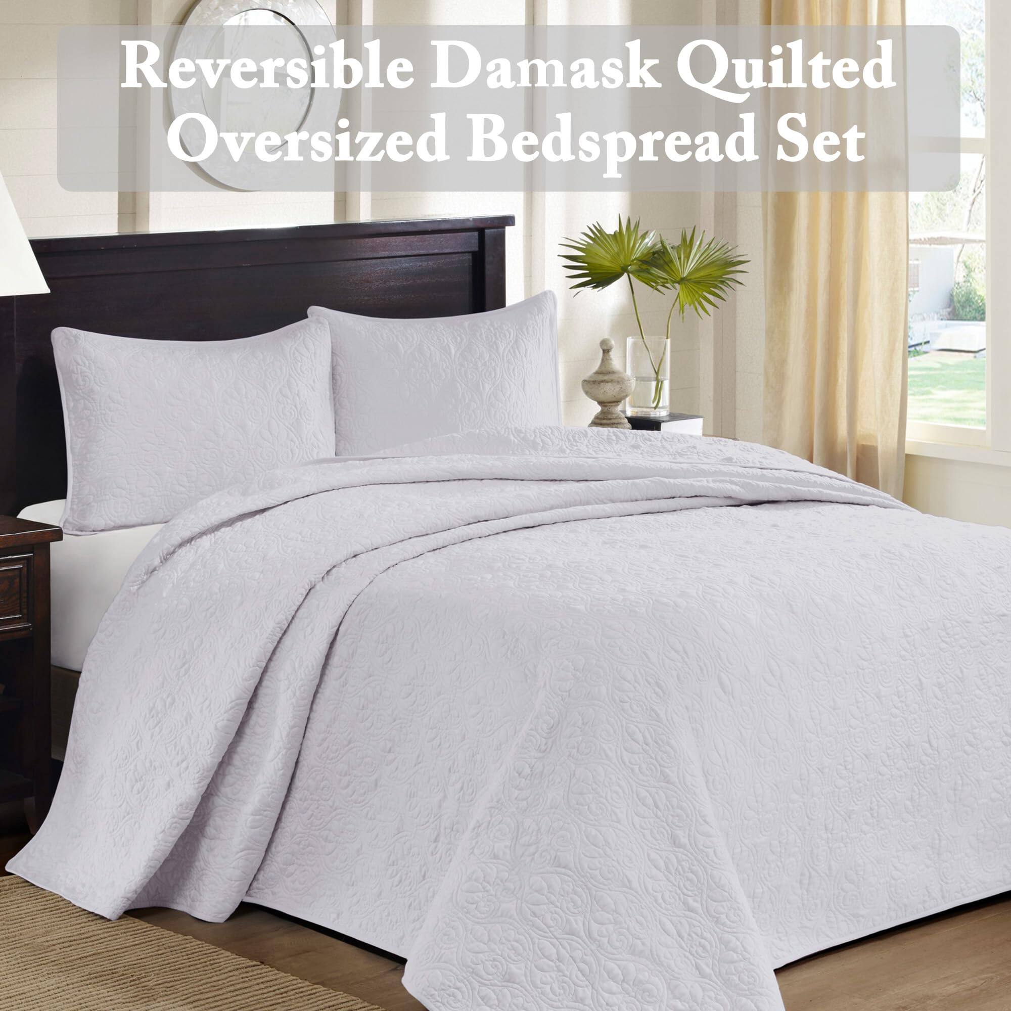 Paradigms Interiors Quebec Size Quilt Bedding Set Damask 3 Piece ...