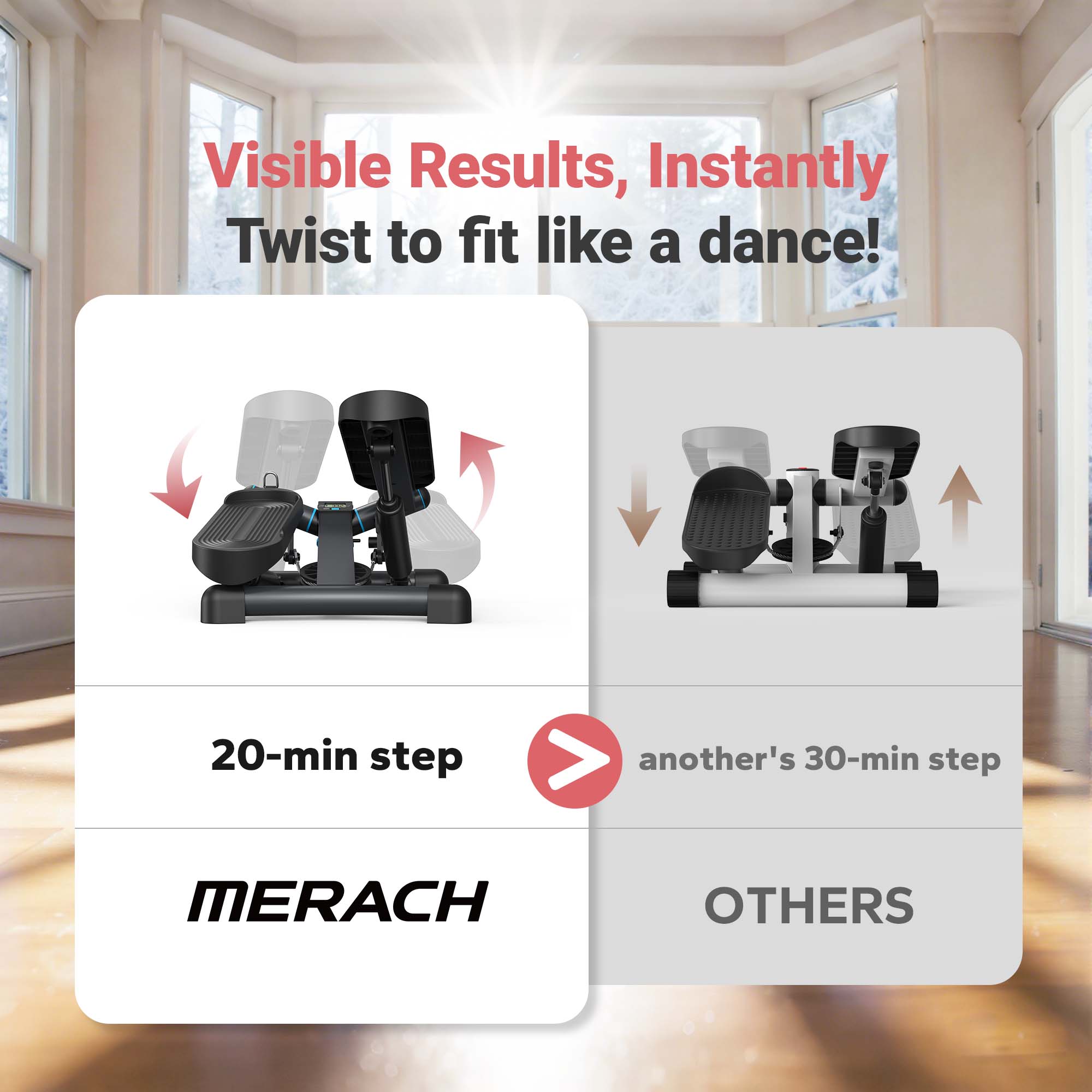 MERACH Mini Stepper Stair Step Machine with Resistance Bands for Full ...