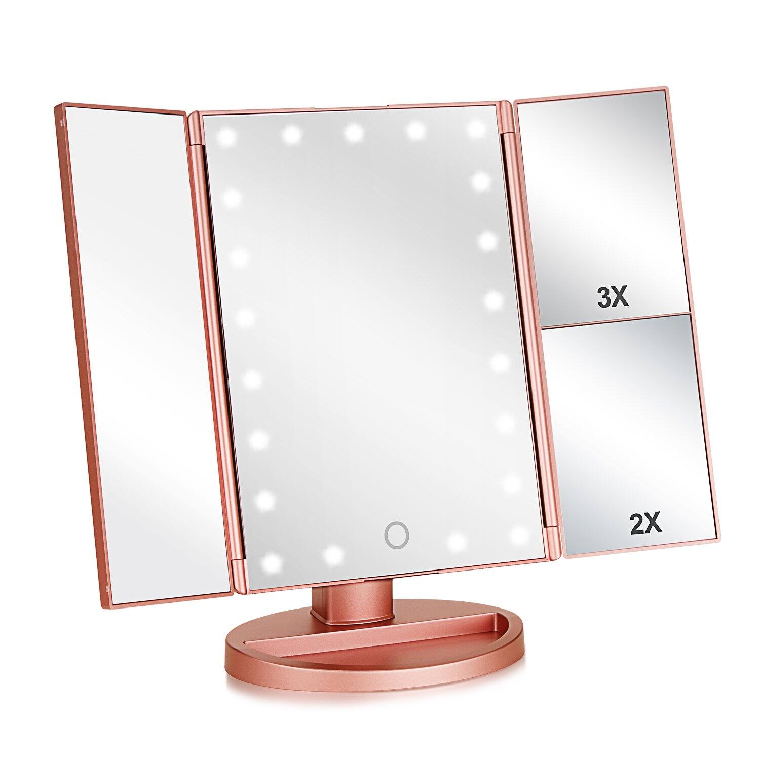 Earthley Blooms Tri fold Lighted Vanity Makeup Mirror With x x ...