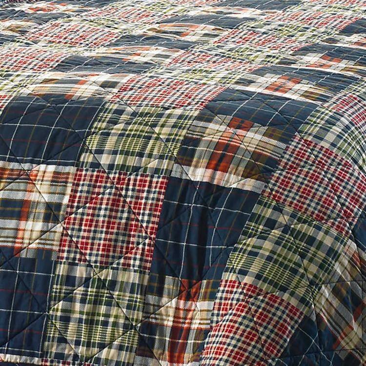 Hivvago Full / Queen Farmhouse Red Navy Plaid 100 Percent Cotton ...