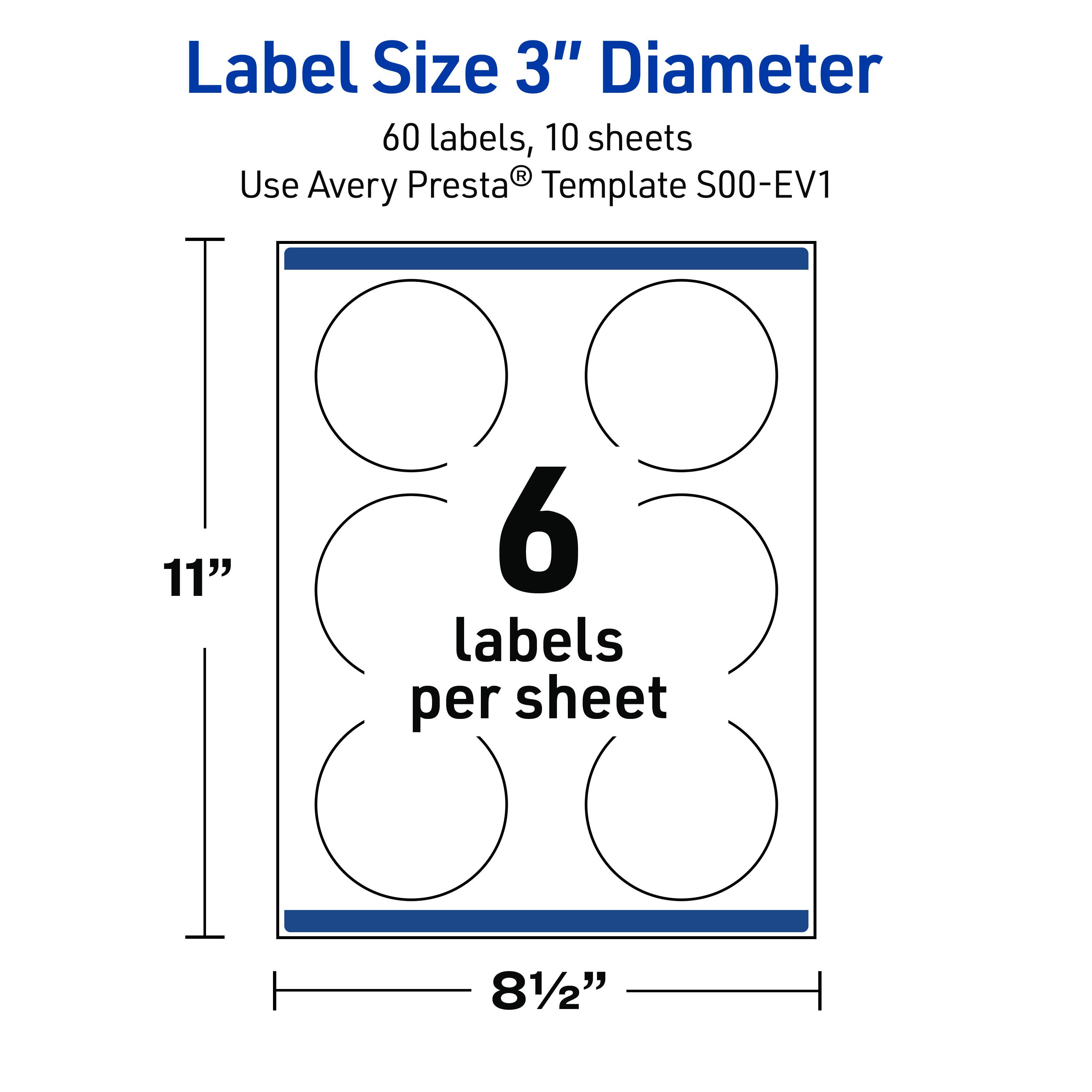 Avery Round Labels, Colorful Design, 3