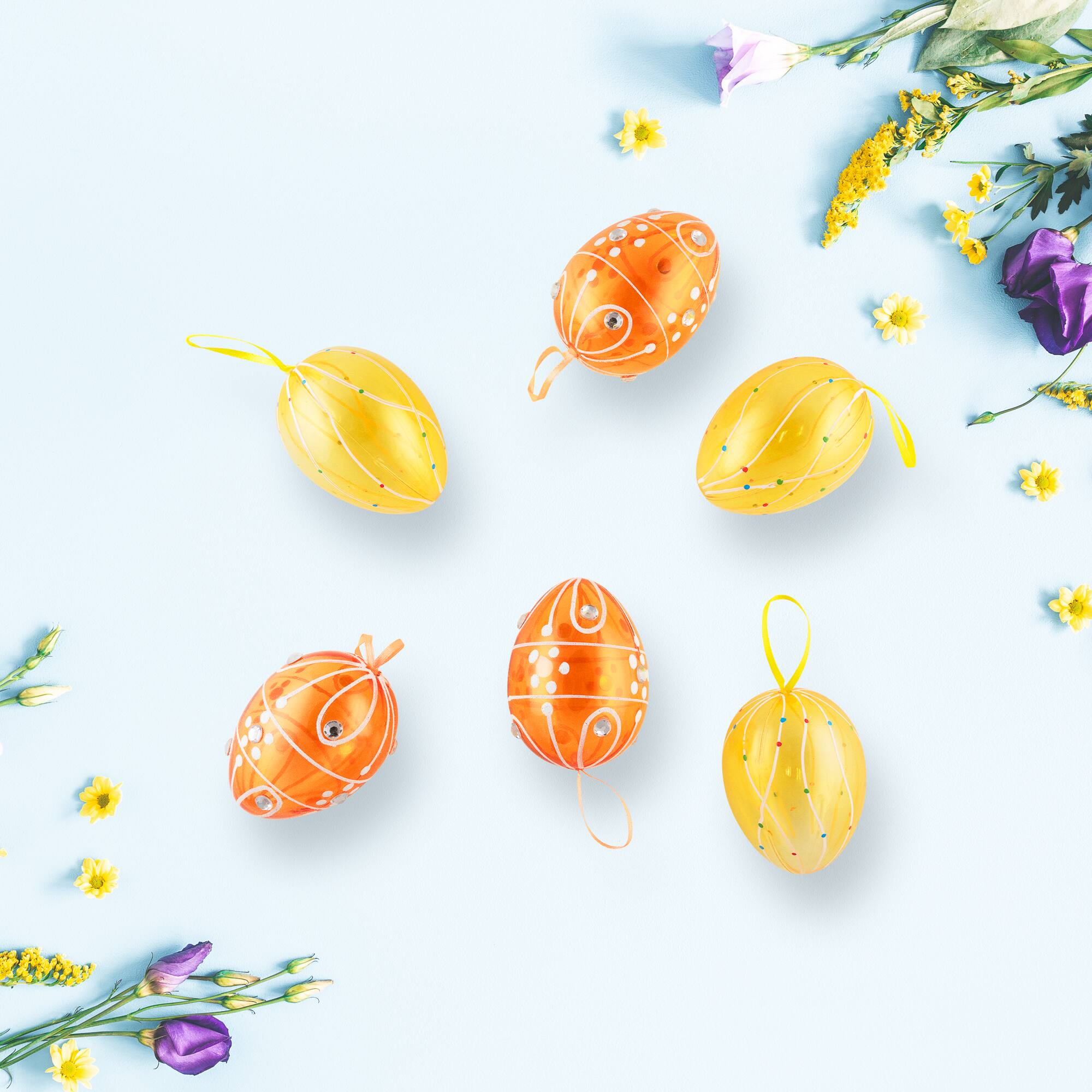 Northlight Set of 6 Transparent Glitter Gem Easter Egg Ornaments 3.25 ...