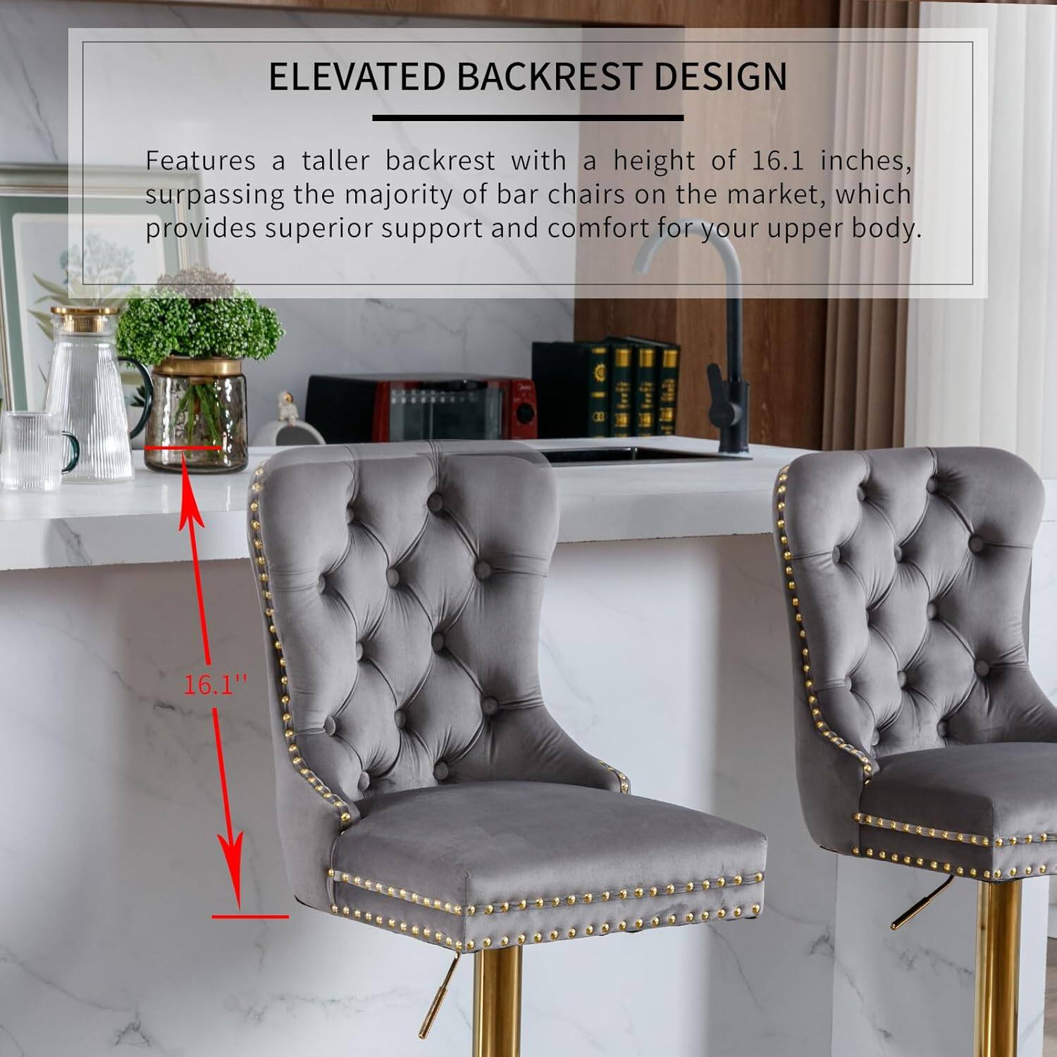 Trinkets Crazed Swivel Bar Stools Set of 2 with Upholstered Back ...