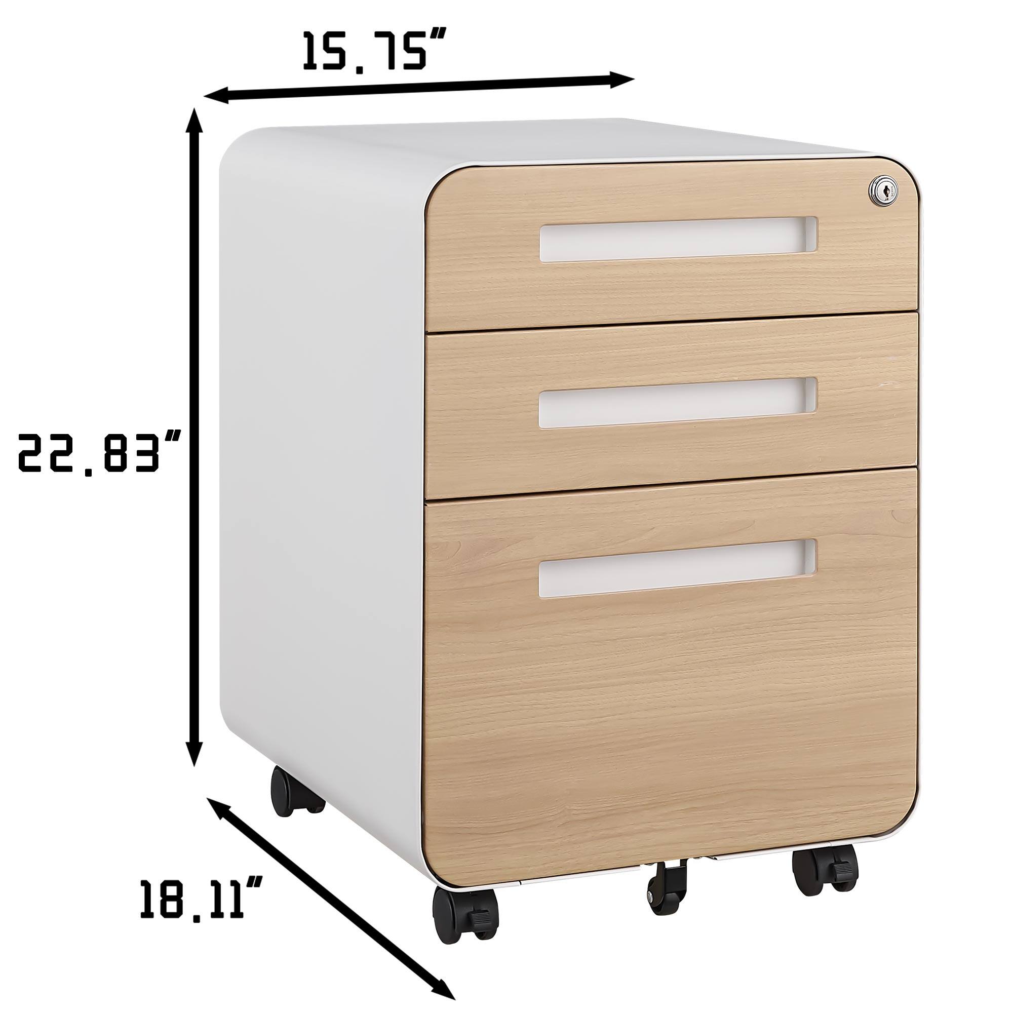 APRILSOUL 3 Drawer Mobile File Cabinet Under Desk Office,Simple Style ...