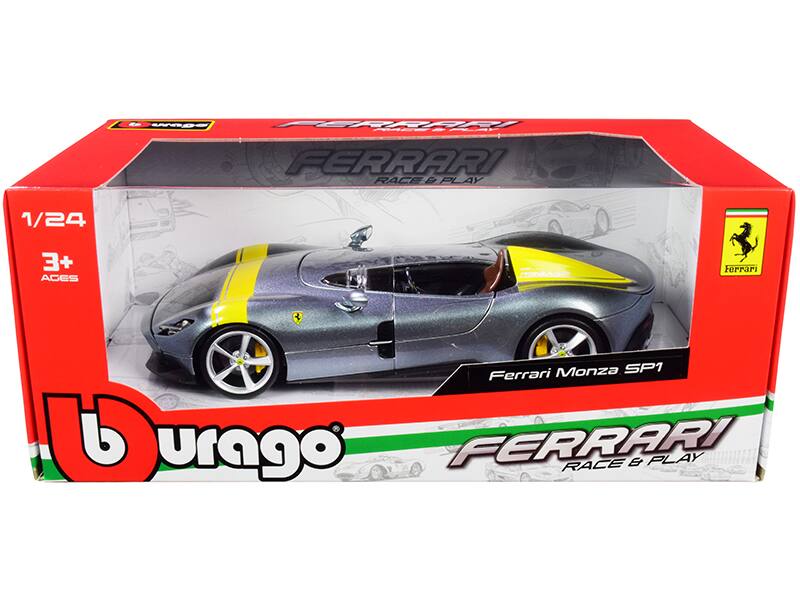 Ferrari Monza SP1 1/24 Diecast Model Car by Bburago Silver Metallic ...