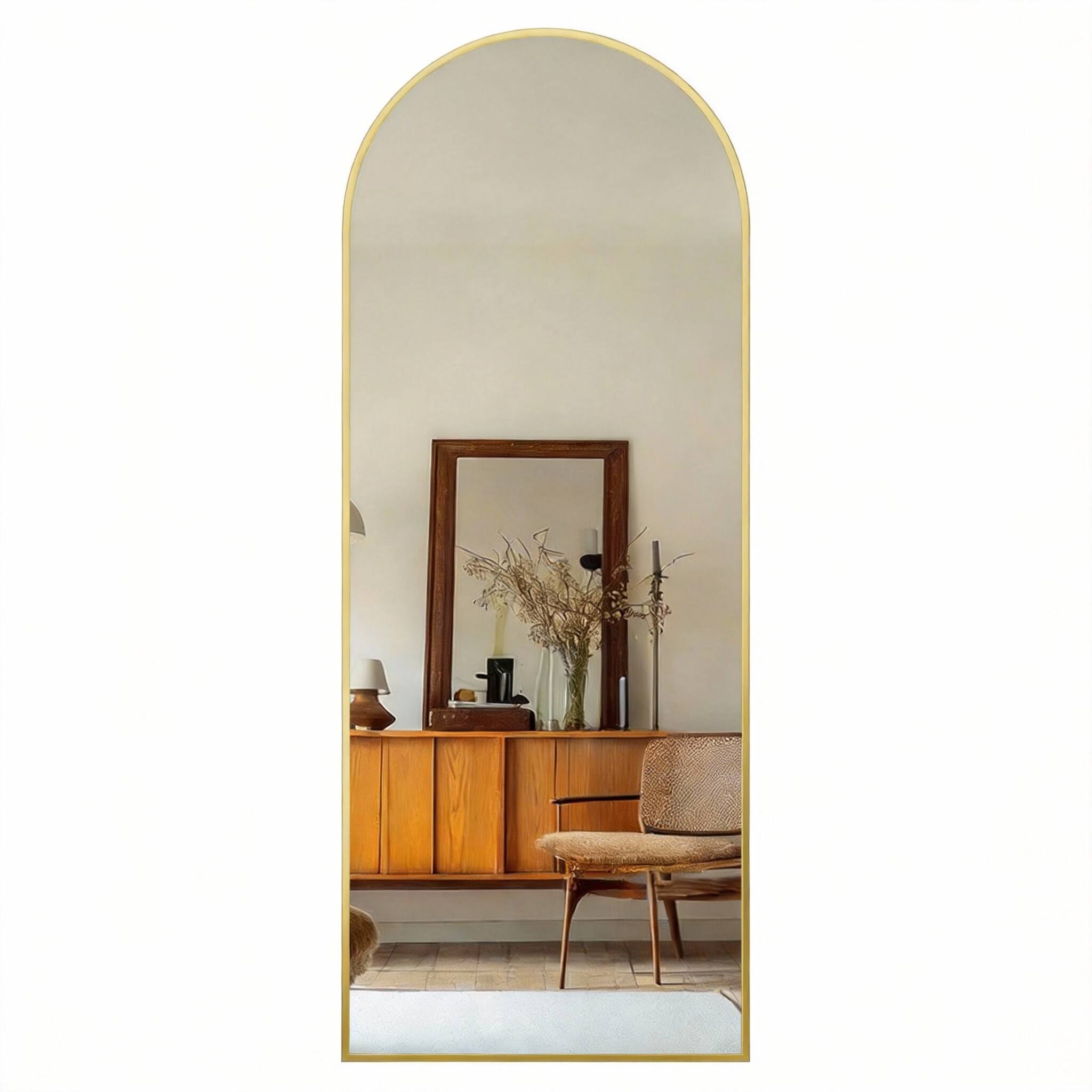 Frangdom Arched Full Length Floor Mirror Aluminum Frame Stand Leaning ...