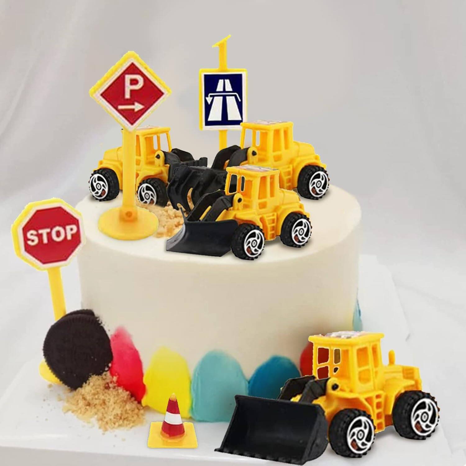 Auledio Mini Construction Vehicles Cake Topper 16pcs Truck Excavator ...