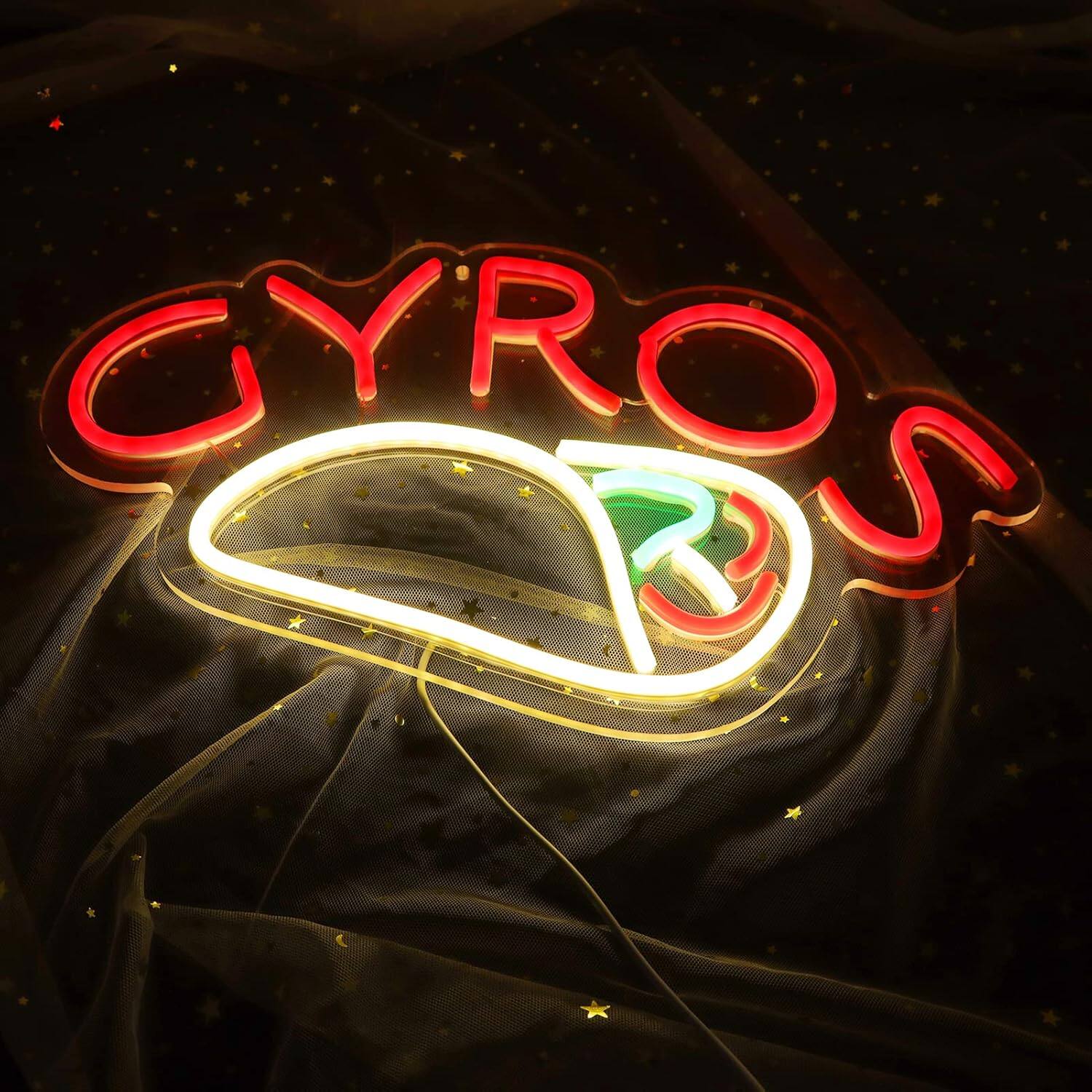 Auledio GYROS Food Neon Signs for Wall Decor Neon Lights for Bedroom ...
