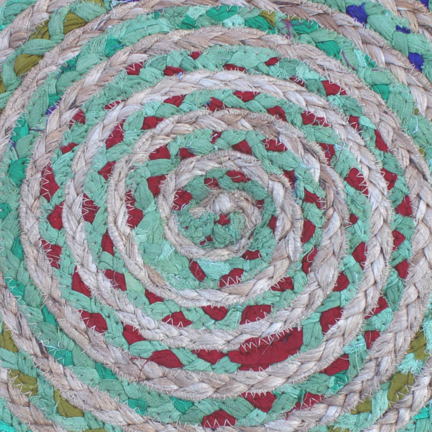 Simpli Home Margo 20 inch Wide Round Pouf Handwoven Jute and Cotton ...
