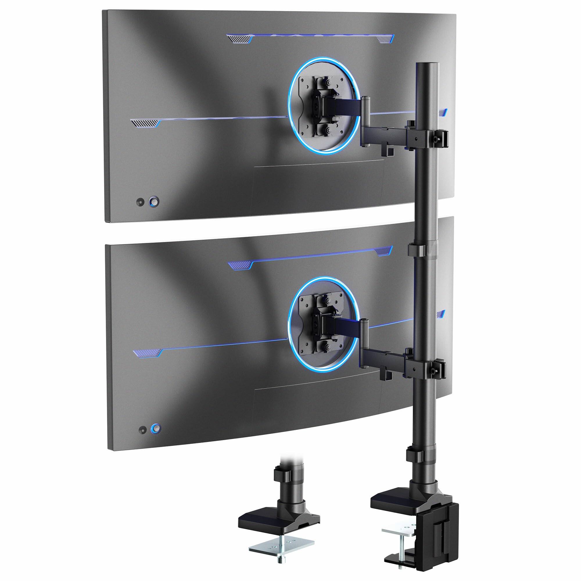 Earthley Blooms Dual Vertically Stacked Ultra wide Monitor Desk Mount ...