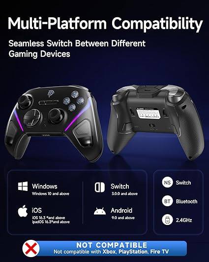 EasySMX D10 Wireless Game Controller – TMR Anti Drift Joysticks, Dual ...