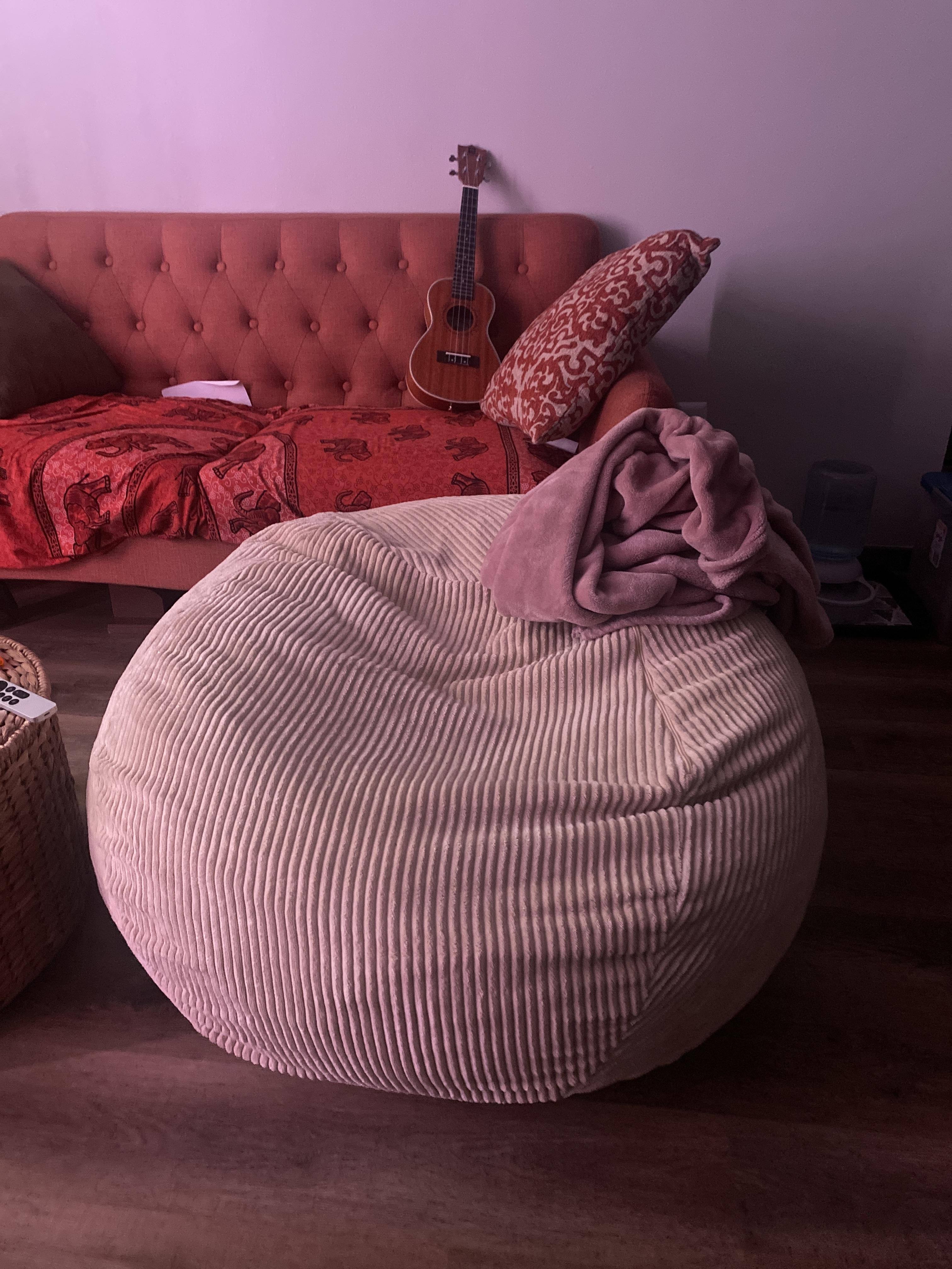 Best Buy: Noble House Kenli Corduroy Bean Bag Ivory 312336