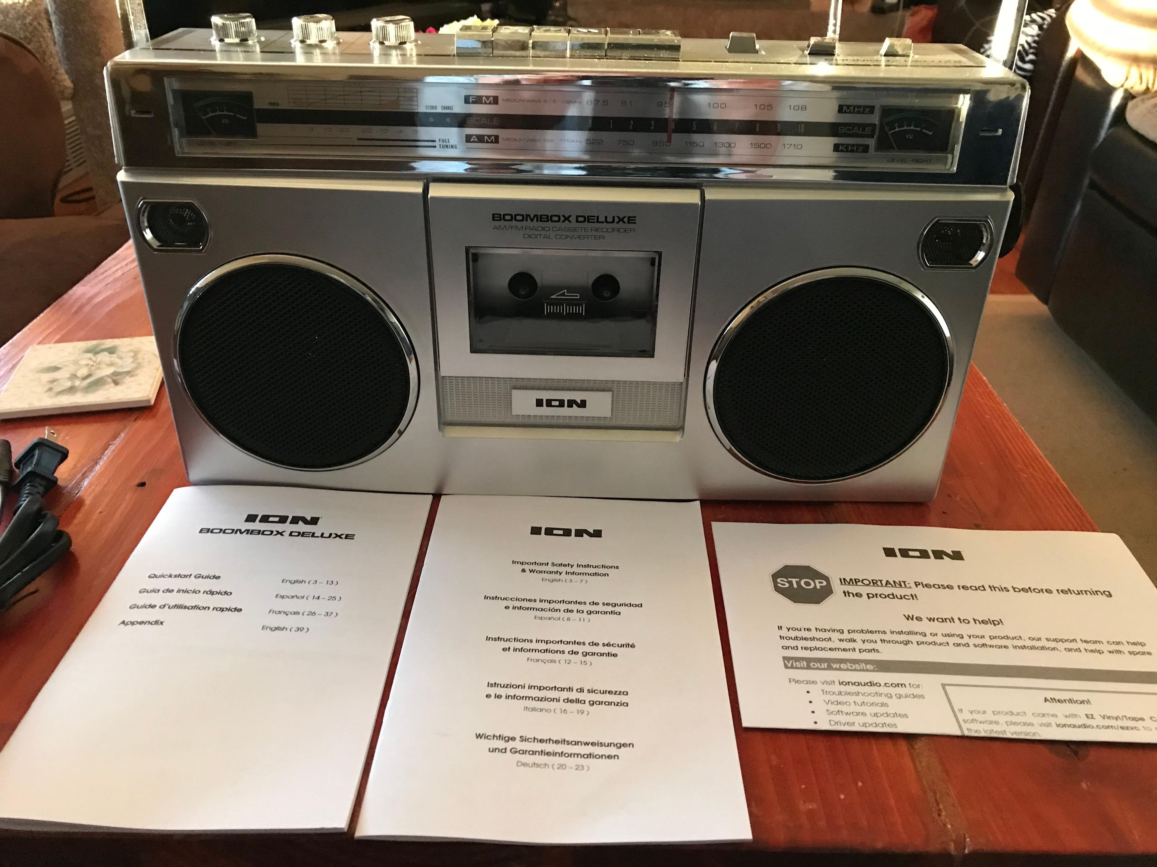 Best Buy: ION Audio Retro Boombox with AM/FM Radio Silver BOOMBOXDLXUS